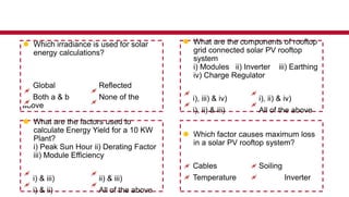quiz Solar PV Rooftop Training Entrepreneurship Development | PPT