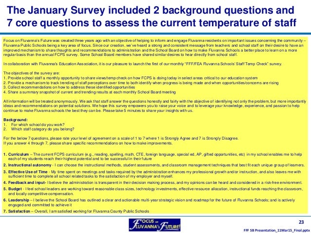 FFF's FCPS Staff Temperature Check / Survey Presentation to School Bo…