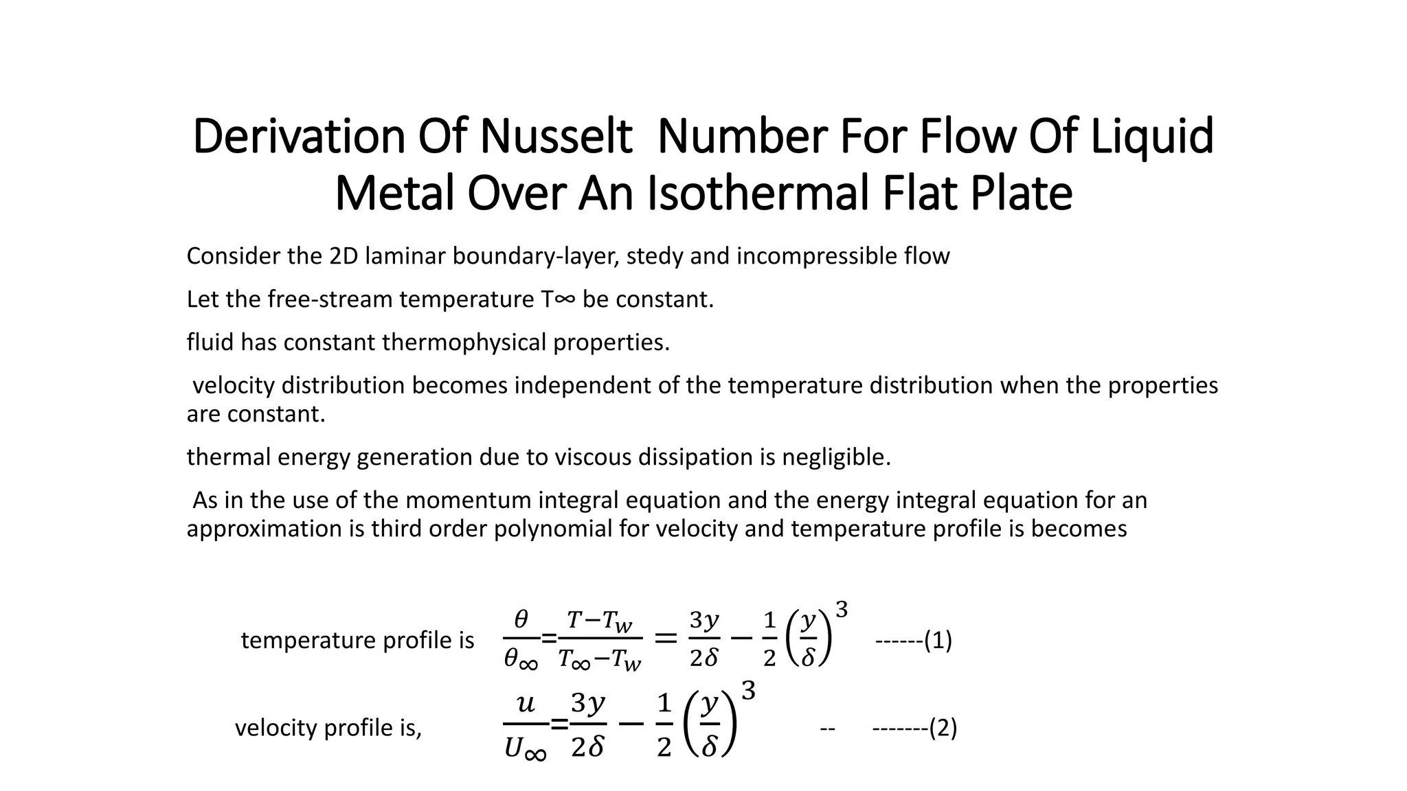 Derivation Of Nusselt Number For Flow Of Liquid Metal Over An ...