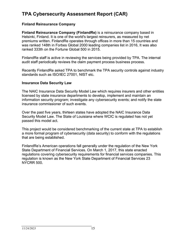 FFIEC Cybersecurity Assessment Report CAR Example .pdf | Financial ...