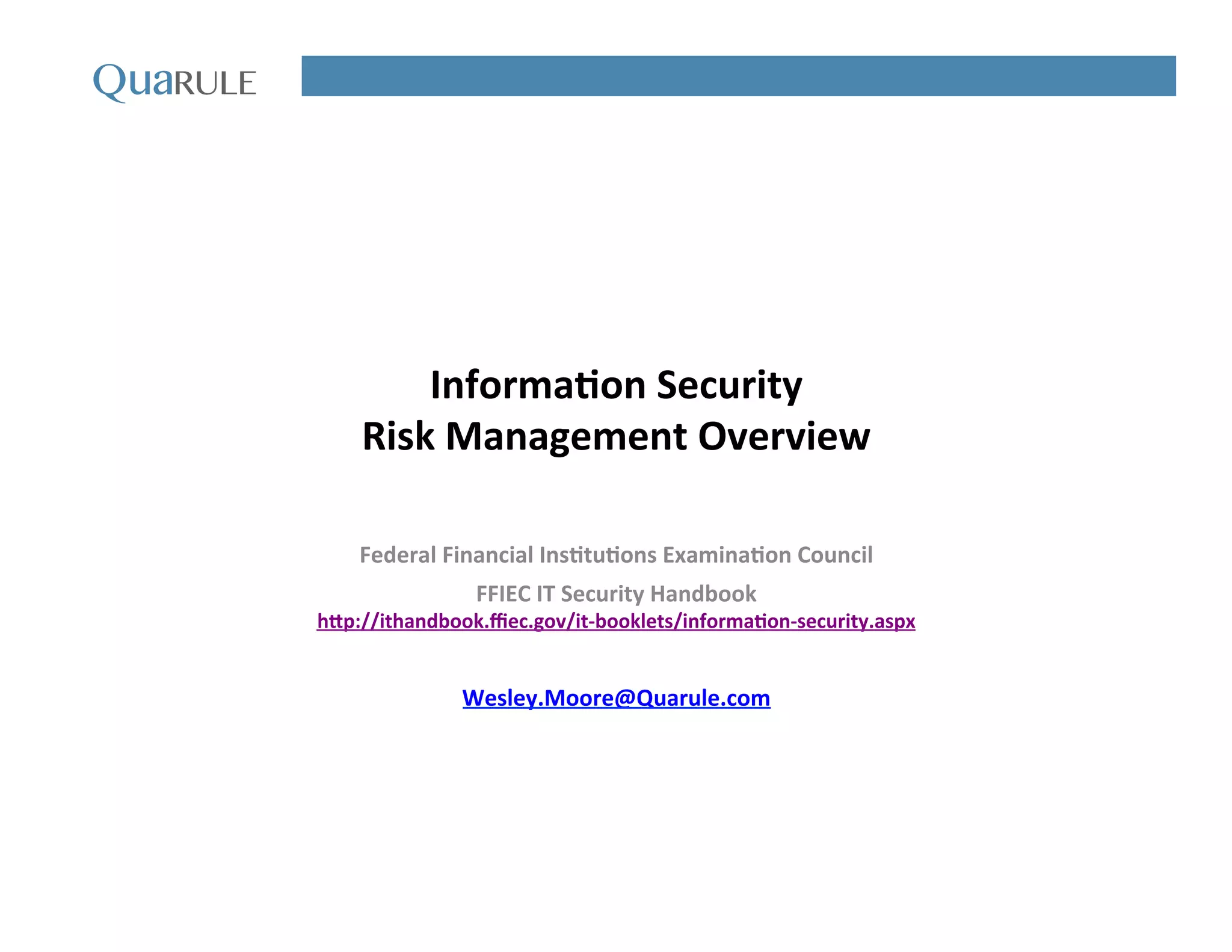 Information Security Risk Management Overview | PDF