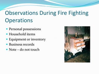 Ffiinvestigation of fire sevidence preservation | PPTX