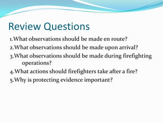 Ffiinvestigation of fire sevidence preservation | PPTX