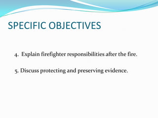 Ffiinvestigation of fire sevidence preservation | PPTX