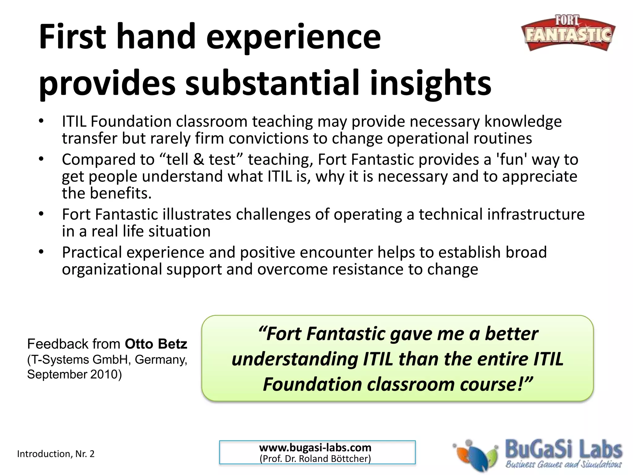 ITIL Simulation Fort Fantastic | PPTX