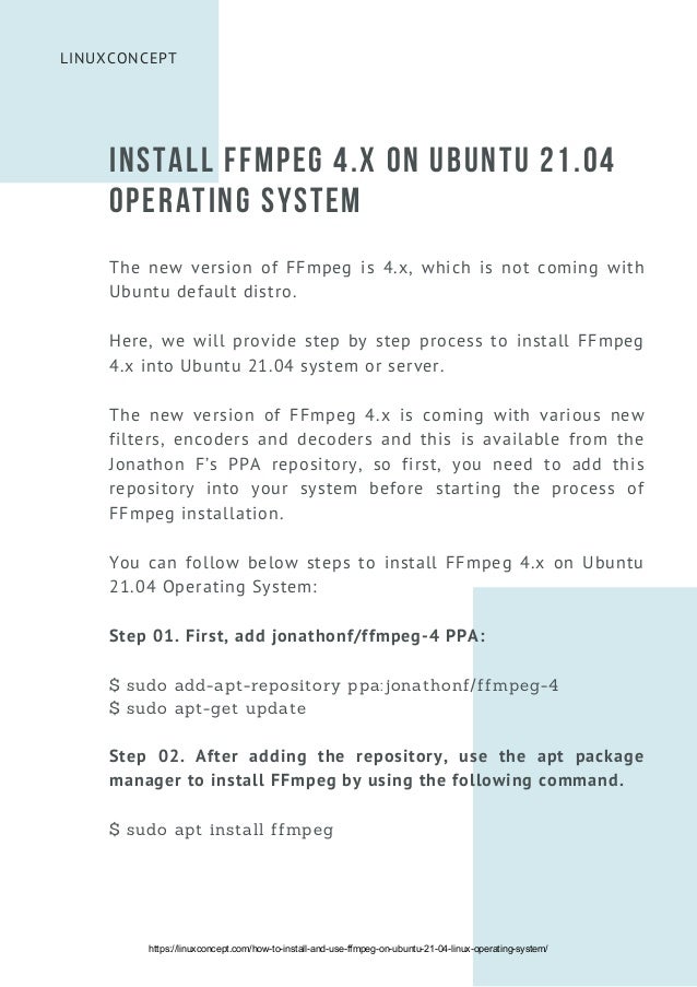 F fmpeg on ubuntu 21.04 linux | PDF