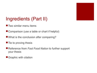 Fast Food Nation Student Presentation Outline | PPT