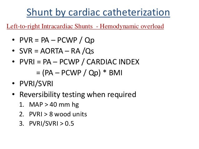 Ffr, raf, shunt calculation, pvr