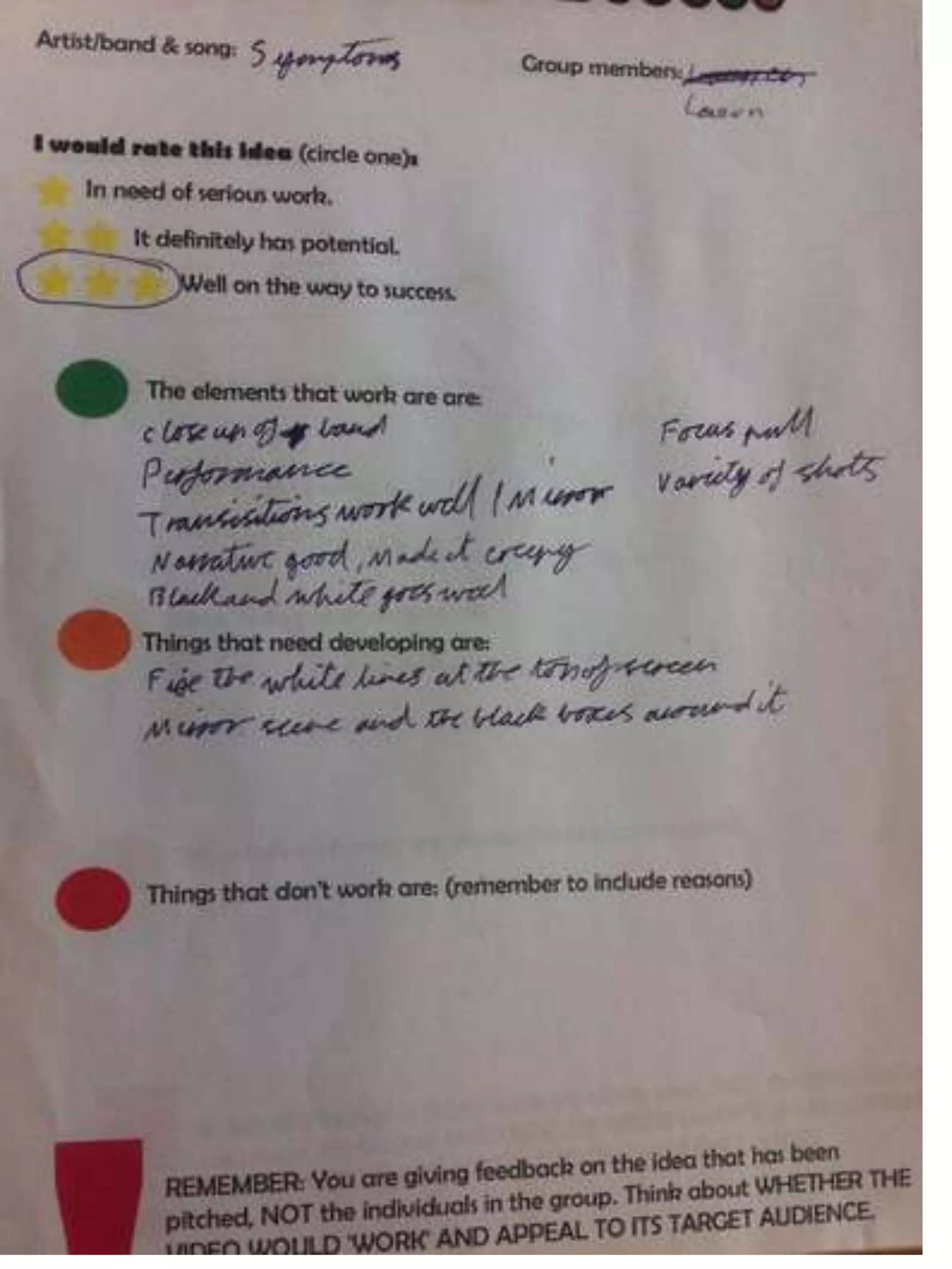 Final Feedback Sheets | PPTX