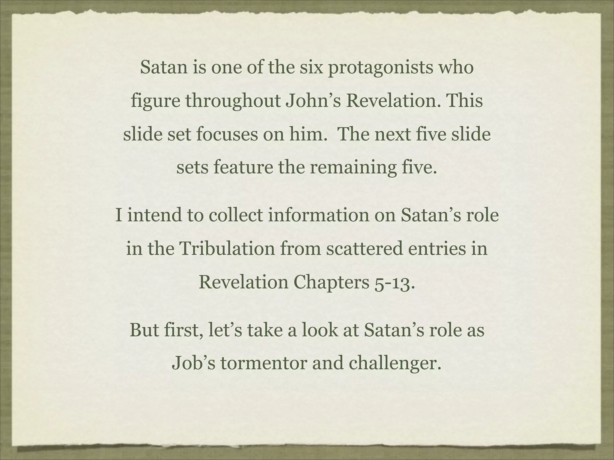 XXVIII Satan and Revelation 12 | PPT