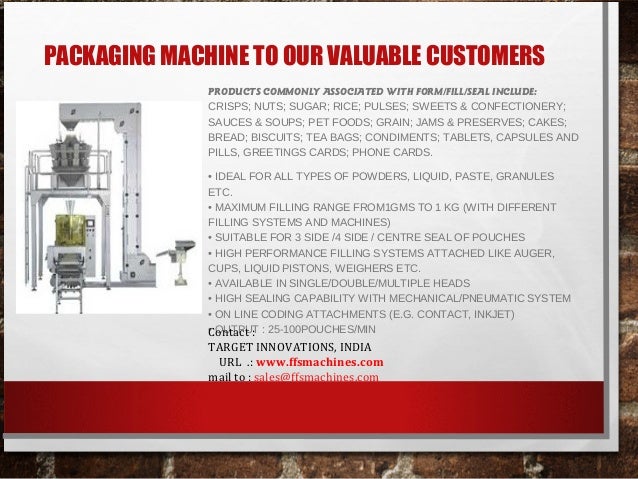 Packaging Machine / VFFS Machines for sugar / salt / spices packets ...
