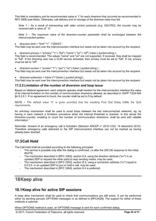 IP interconnexion : interface specification based on SIP/SDP (v2.1 ...