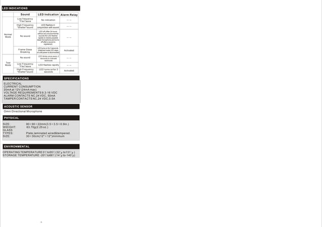 Glass break intrusion alert home security system manual | PDF