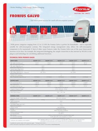 Fronius Galvo Inverter (Grid Connect) Datasheet | PDF | Home Appliances | Home & Garden