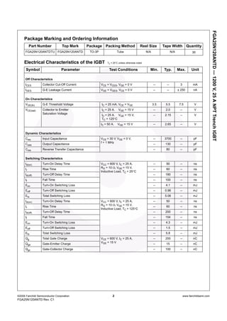 Original IGBT N-Channel FGA25N120 25N120 ANTD 25A 1200V New | PDF