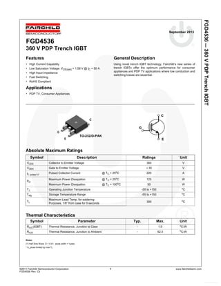 Original IGBT FGD4536 4536 50A 360V TO-252 New | PDF