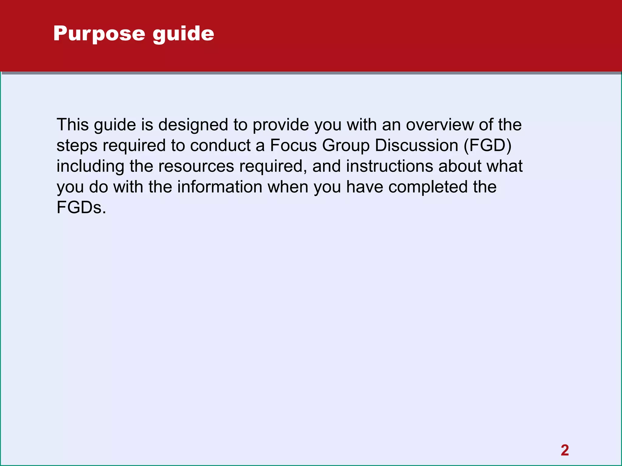 Focus Group Discussions – a step-by-step guide | PPT