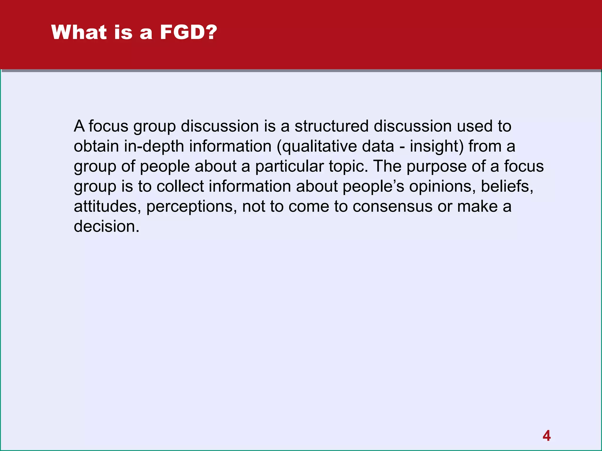 Focus Group Discussions – a step-by-step guide | PPT