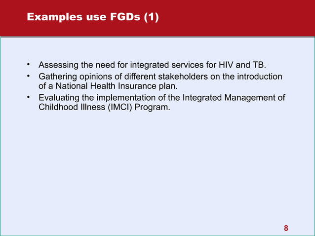 Focus Group Discussions – a step-by-step guide | PPT