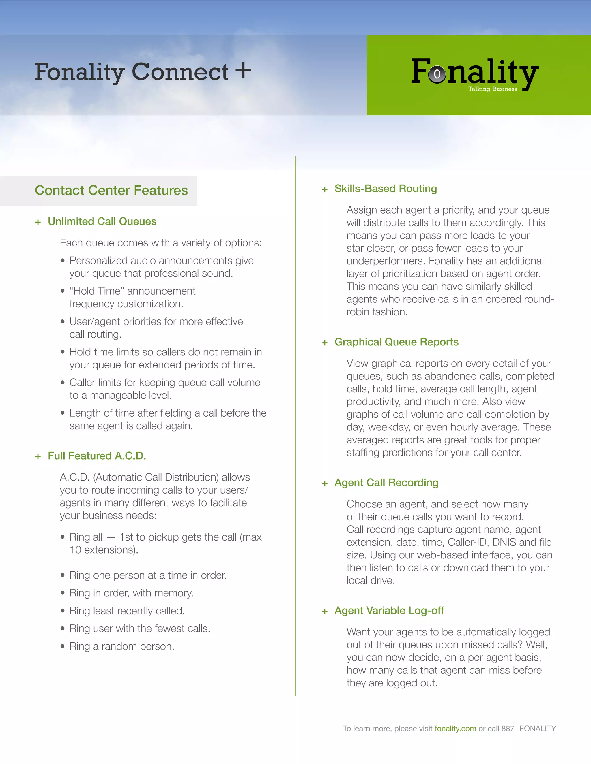 Fg fonality connect and connect+ features mar 11 | PDF