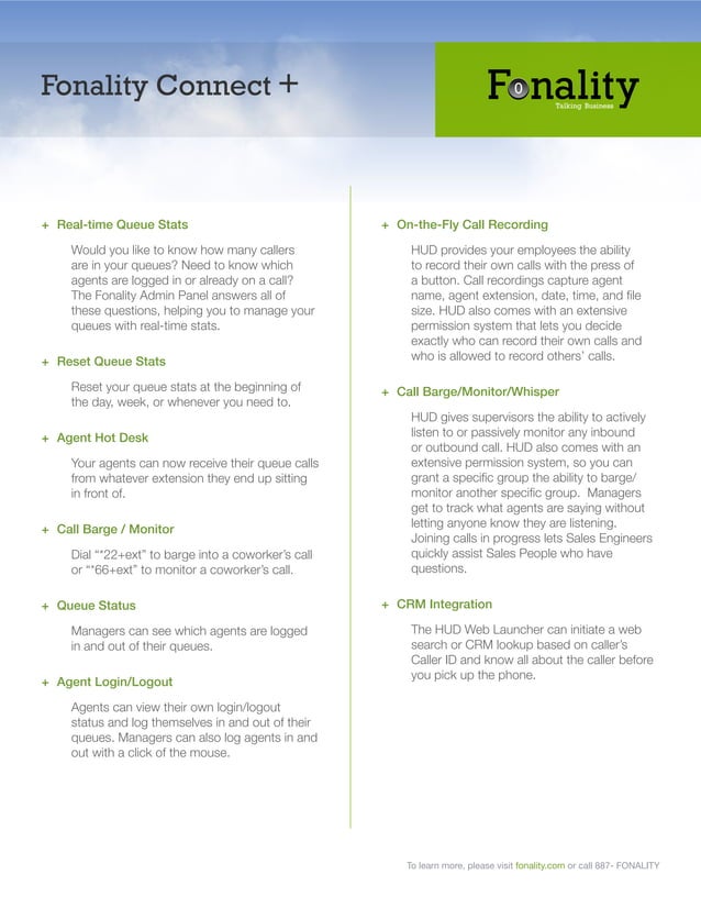 Fg fonality connect and connect+ features mar 11 | PDF