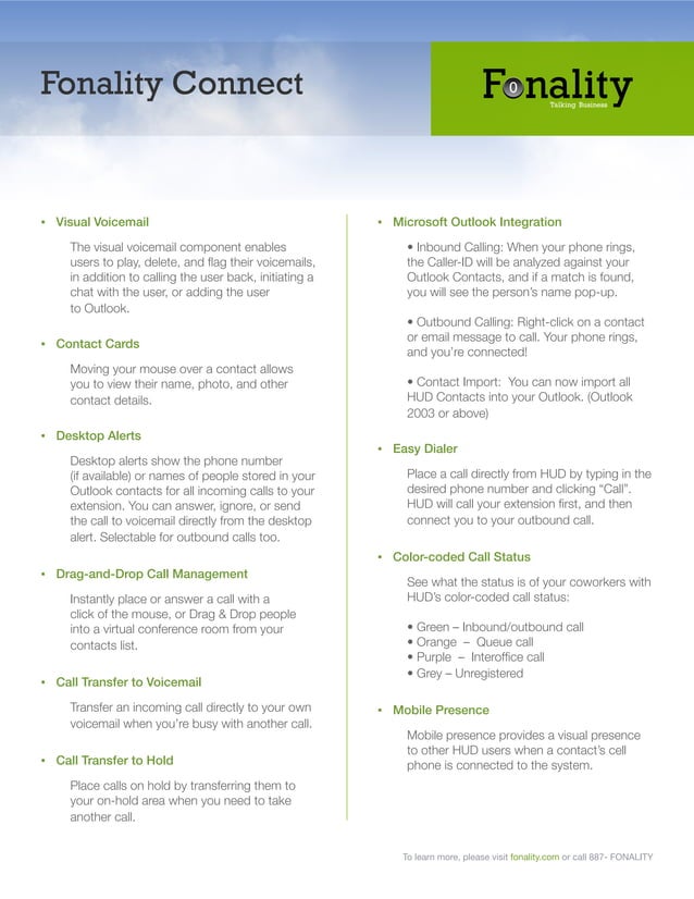 Fg fonality connect and connect+ features mar 11 | PDF