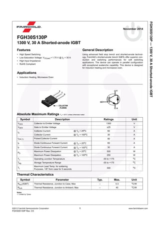 Original IGBT FGH30S130P FGH30S 30A 1300V TO-3PN New ON | PDF