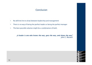 Management and Leadership Presentation | PDF