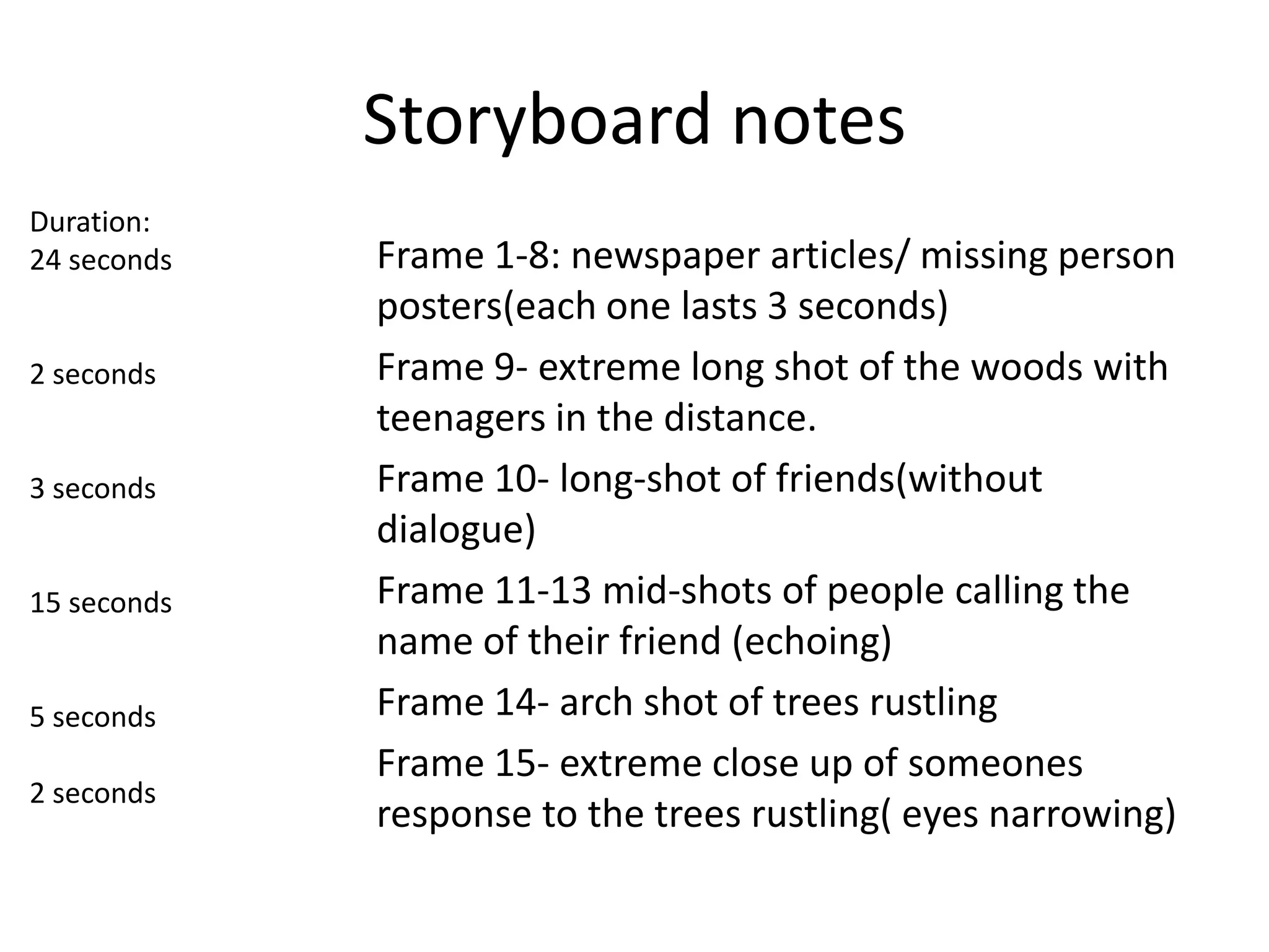 storyboard notes & filming method | PPT