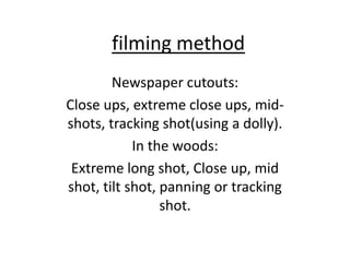 storyboard notes & filming method | PPT