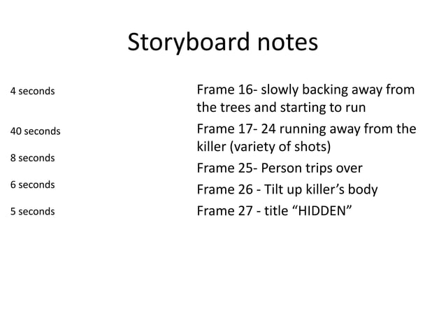 storyboard notes & filming method | PPTX