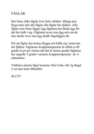 Fåglar 2 | DOC