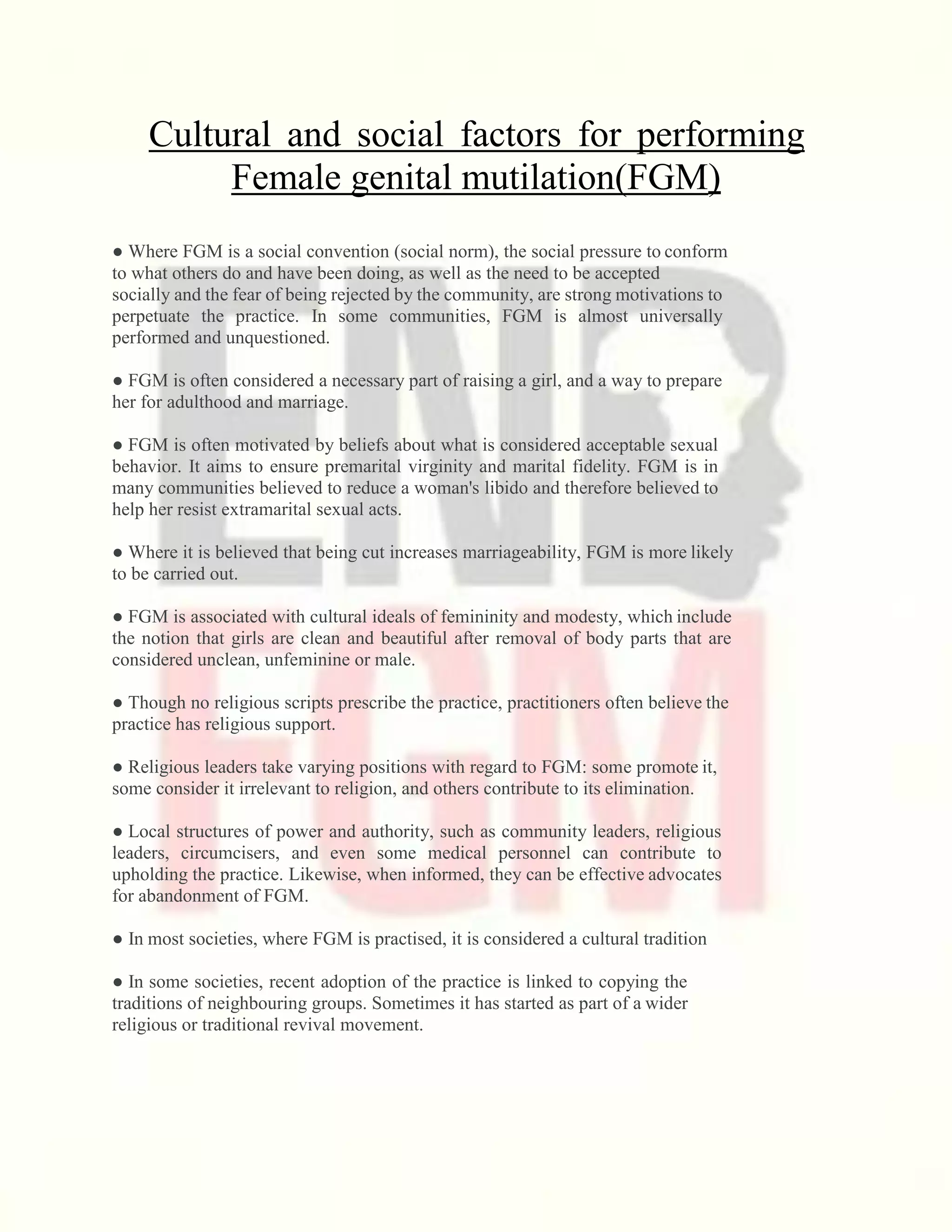 Female genital mutilation (FGM) | PDF
