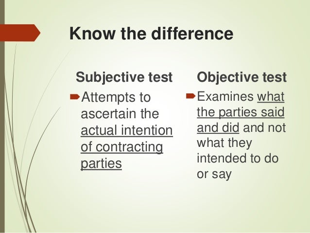 Objective Principle in Law of Contract