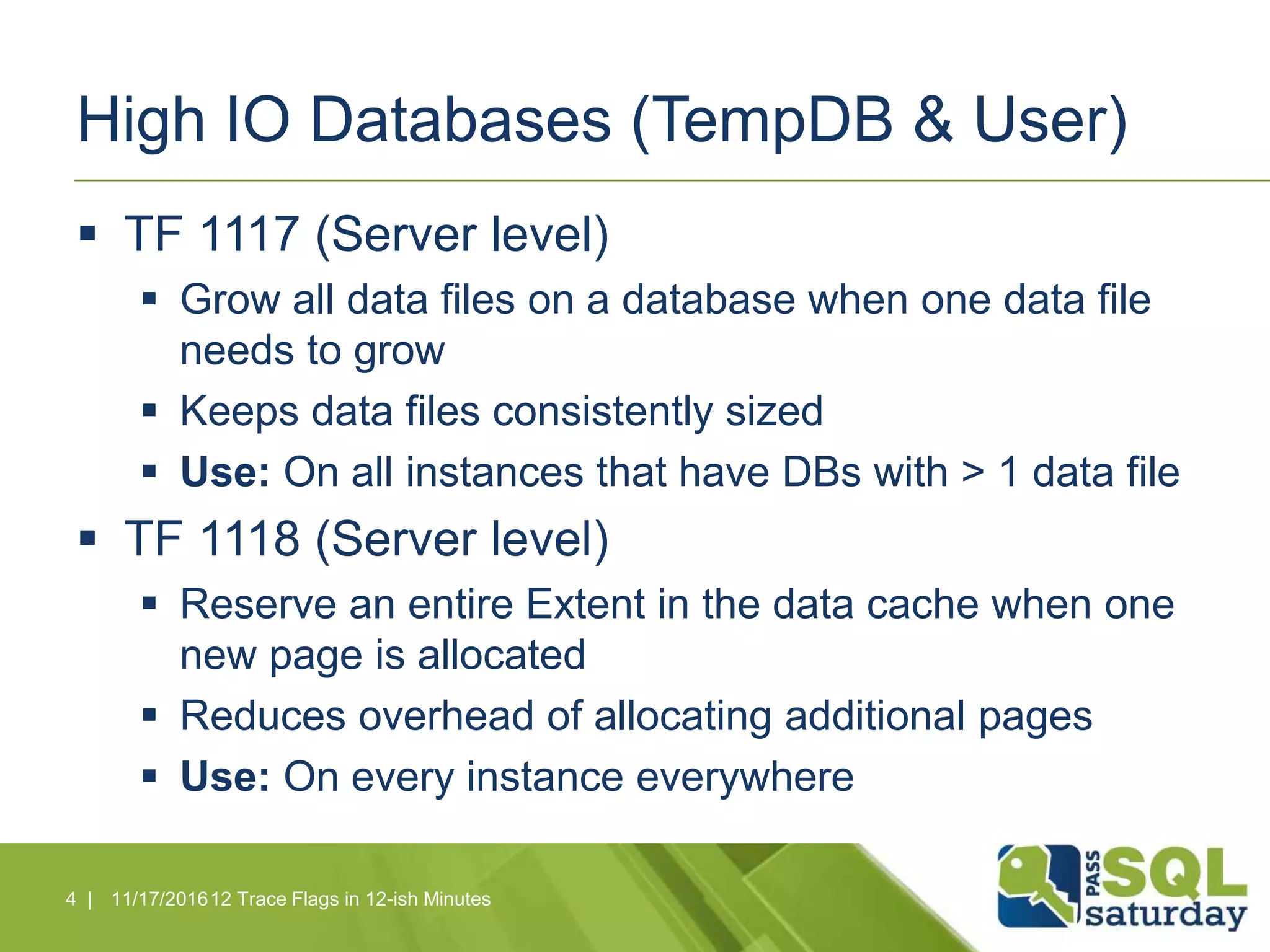 SQL Saturday - Twelve Trace Flags In Twelve Minutes | PPTX