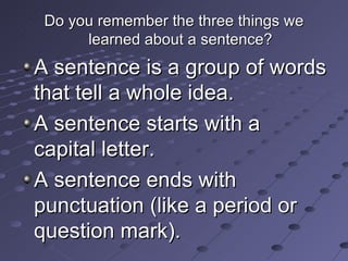 Parts of a Sentence | PPT