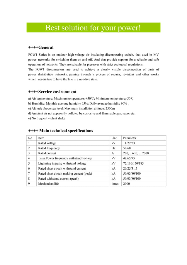 Fgw1 air break switch | PDF