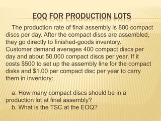 Independent demand inventory systems.final report | PPTX