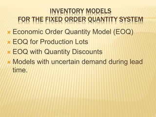 Independent demand inventory systems.final report | PPTX