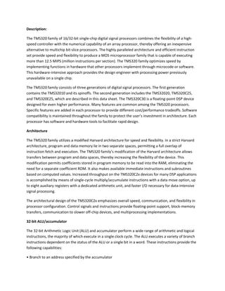 Features of tms_320_2nd_generation_dsp | DOC