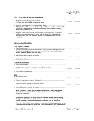 FHA INSPECTION CHECK LIST (Prepared for use with FHA/HUD Handbook 4150. ...