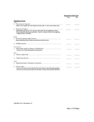 FHA INSPECTION CHECK LIST (Prepared for use with FHA/HUD Handbook 4150. ...