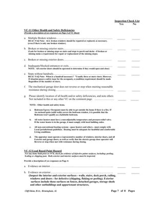 FHA INSPECTION CHECK LIST (Prepared for use with FHA/HUD Handbook 4150. ...