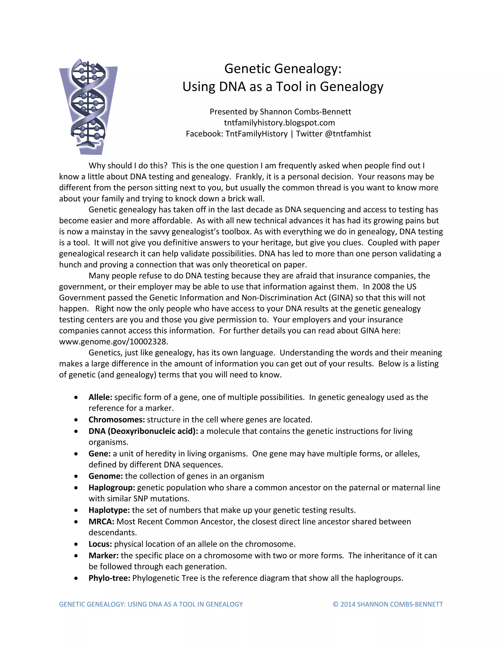 Genetic Genealogy Handout | PDF