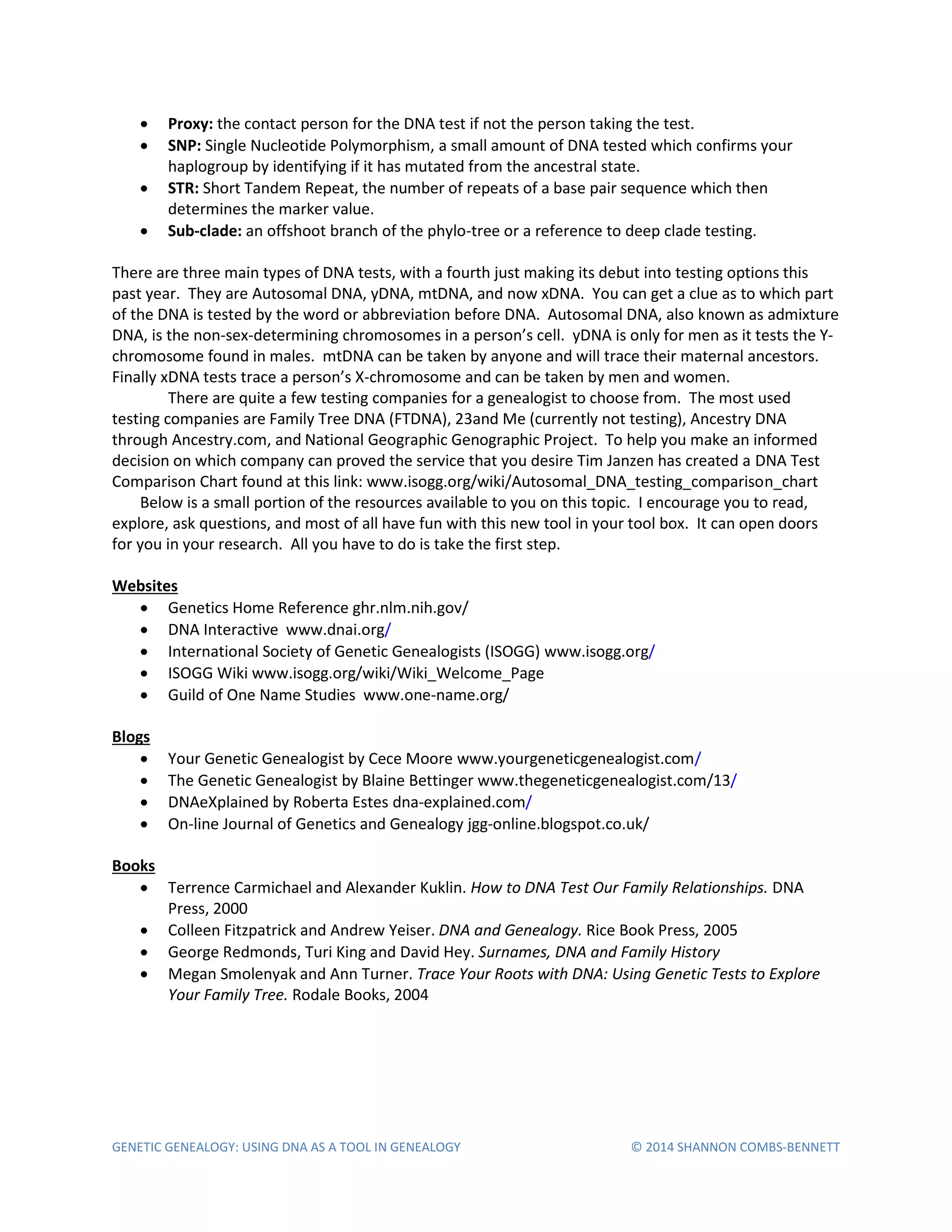 Genetic Genealogy Handout | PDF