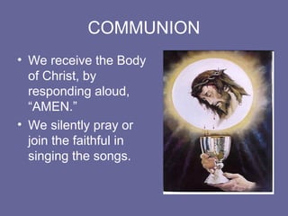 lesson about holy eucharist, parts of the mass, and importance of the ...