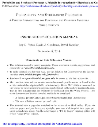 Probability and Stochastic Processes A Friendly Introduction for Electrical and Computer ...