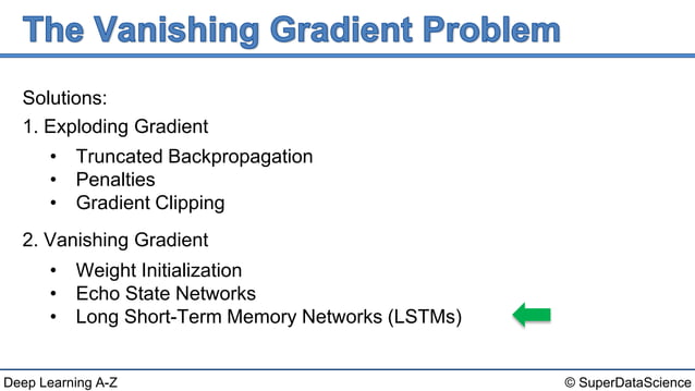 Deep Learning A Z™ Recurrent Neural Networks Rnn The Vanishing Gradient Problem Ppt