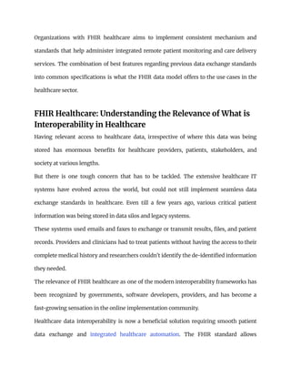 Unlocking Healthcare Data Exchange with FHIR Interoperability | PDF