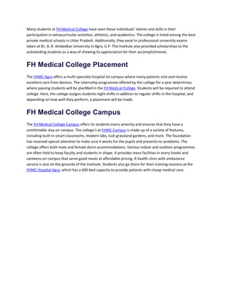 FH Medical College Agra | PDF | Undergraduate Education | College Education
